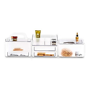 madesmart Caddy with Tray-Stack Collection Stackable, Medium, Frost