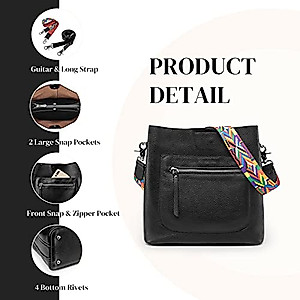 S-ZONE Women Genuine Leather Bucket Bag Shoulder Handbags Crossbody Purse Zipper with 2 Straps Medium Tote Hobo