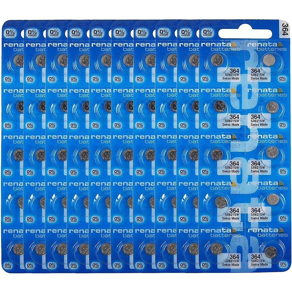 Renata 364 SR621SW Batteries - 1.55V Silver Oxide 364 Watch Battery (100 Count)