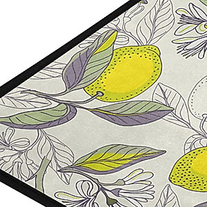 Lemon Branches Kitchen Rug Yellow Fruit Floor Comfort Mats Bath Rugs Entryway Welcome Non Slip Area Rug for Bedroom Living Room Doormats Home Decor 39" X 20"