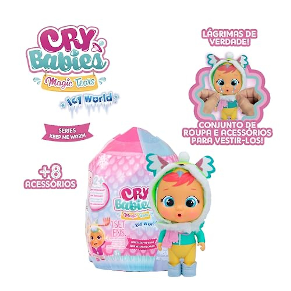 Cry Babies Magic Tears ICY World - Keep Me Warm Series | 8 Surprises, Accessories, Surprise Doll - Great Gift for Kids Ages 3+
