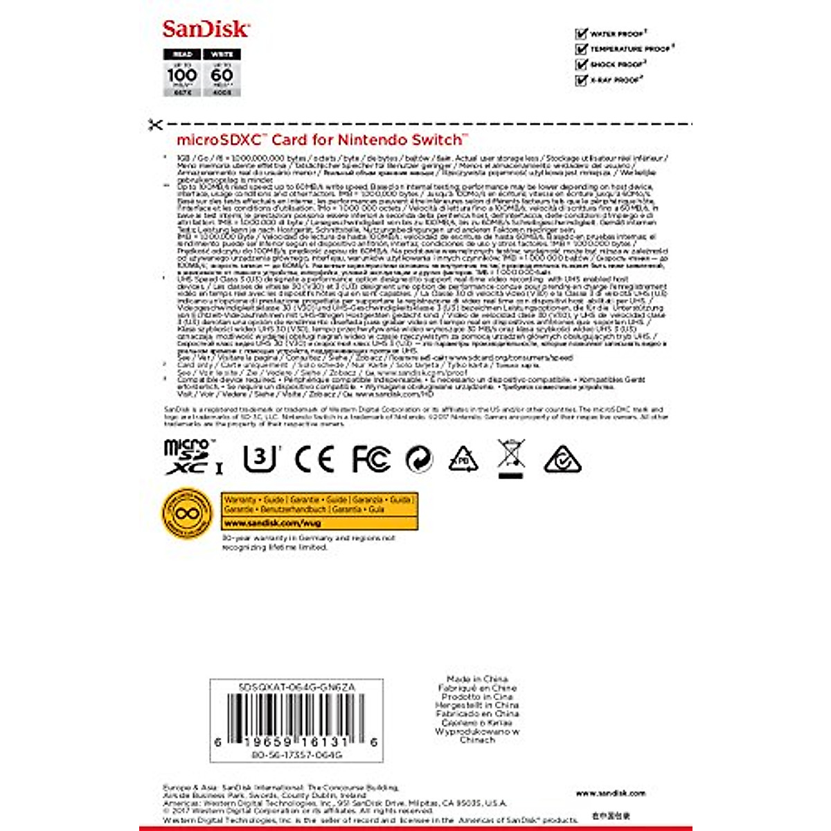 SanDisk 64GB microSDXC UHS-I card for Nintendo Switch - SDSQXAT-064G-GN6ZA