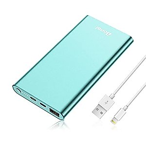 BONAI Portable iPhone Charger 12000mAh Portable Power Bank USB C High Speed 3.0A in/Out Compatible with iPhone 13/12 Samsung iPad - Mint (8-pin Charging Cable Included)