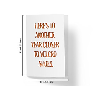 Karto Funny Birthday Card for Men Women, Large 5.5 x 8.5 Happy Birthday Card for Him Her, Birthday Card for Dad Mom Husband Wife, 50th 60th 70th 80th - Velcro Shoes