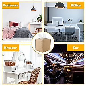 DIGHEIGG Tissue Box Cover, Modern PU Leather Square Tissue Box Holder - Bathroom Organizer Decorative Box Holder for Vanity Countertop, Night Stands, Office Desk & Car 5"X5"X5" - Beige