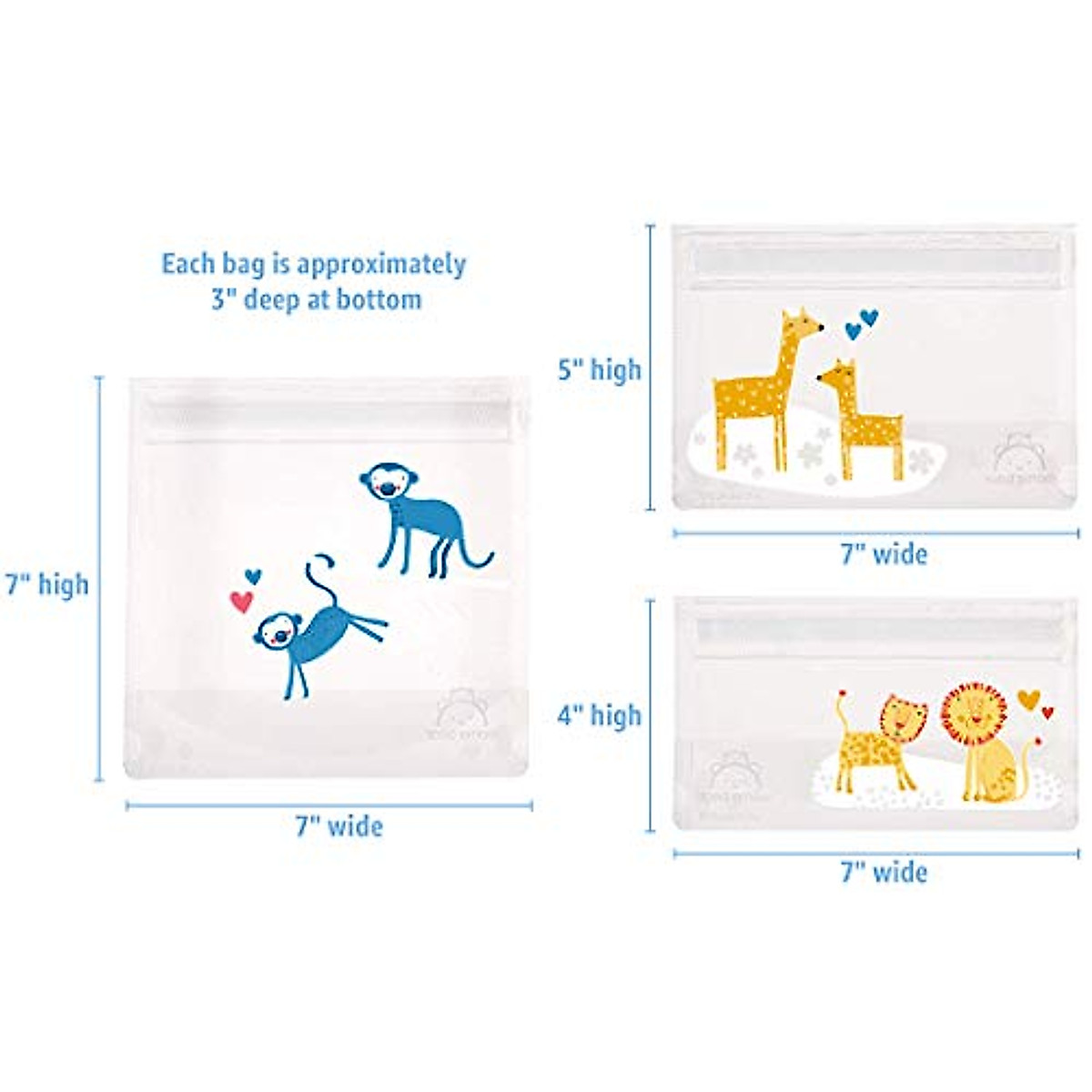 Amazon Brand - Mama Bear Reusable Snack Bags, One Size, 6-pack