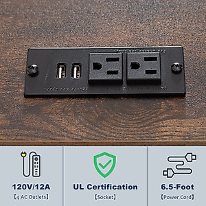 Bolonbi Farmhouse TV Stand for 65 inch TVs, Rustic Entertainment Center Cabinet with Power Outlets (Rustic Brown)