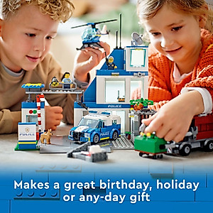 LEGO City Police Station with Van, Garbage Truck & Helicopter Toy 60316, Gifts for 6 Plus Year Old Kids, Boys & Girls with 5 Minifigures and Dog Toy
