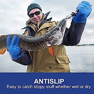 2 Pairs Long Gloves Extra-long 27.5 Inch Rubber Gloves Waterproof PVC Reusable Long Gloves Long Cuff Gloves Heavy Duty Anti-skid Acid-alkali and Oil for Household Fishery Agriculture Animal Husbandry