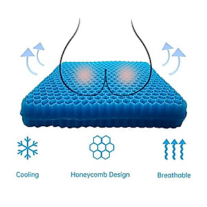 Seat Cushion, 2.4" Thick Gel Seat Cushion for Office Desk Chair Wheelchair Long Sitting Back Sciatica Tailbone Pressure Pain Relief, Car Seat Cushion Pad, Gaming Computer Chair Seat Cushions Pads