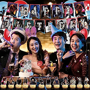 Singer Party Decorations Music Birthday Party Supplies with Happy Birthday Banner, Cake Topper , Balloons for Rock Singer Theme Birthday Party Decorations