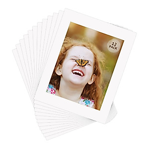 ZBEIVAN 11x14 White Picture Mats for 8.5x11 Pictures with Core Bevel Cut Frame Mattes - Pack of 12