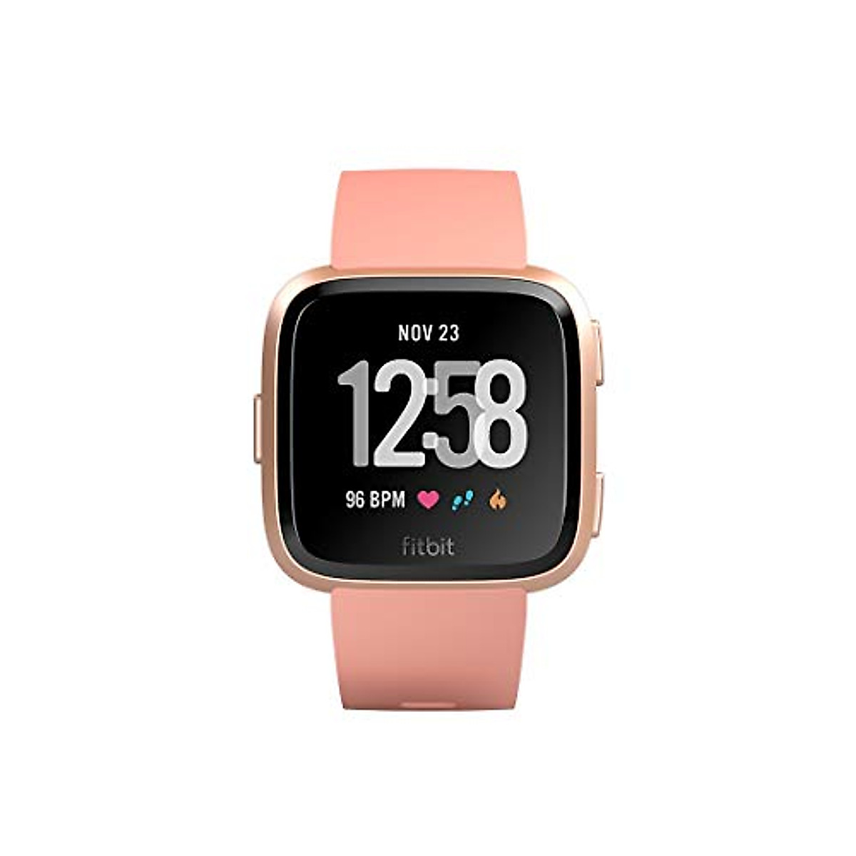 Fitbit Versa Smart Watch, Peach/Rose Gold Aluminium, One Size (S & L Bands Included)