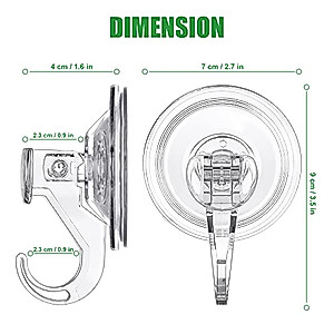 SmilDay Suction Cup Hooks, Heavy Duty Suction Hooks for Wreaths Windows Kitchen, Shower Hooks for Inside Shower Supports 10 lbs (4Packs,Clear)