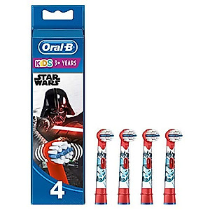 Oral-B Genuine Kids Stages Star Wars Replacement Red Toothbrush Heads, Refills for Electric Toothbrush, Suitable for Children Aged 3-6 Years, Pack of 4