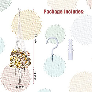 Stuffed Animal Storage Hammock Net, Strong Stuffed Toy Ceiling and Walls Hanging Net, Large Corner Mesh Bag Toys Organizer with Hanging Hook for Plush Toy Display Kids Playroom Home Decor (White)