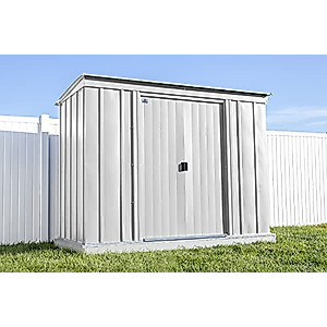 Arrow Shed Classic 8' x 4' Outdoor Padlockable Steel Storage Shed Building, Flute Grey