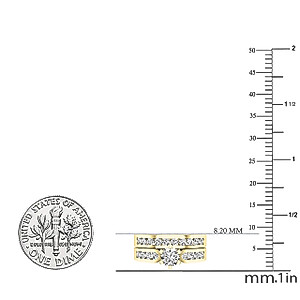 Dazzlingrock Collection 1.00 Carat (Cttw) 18K Round Diamond Women Engagement Ring Set 1 CT, Yellow Gold, Size 7
