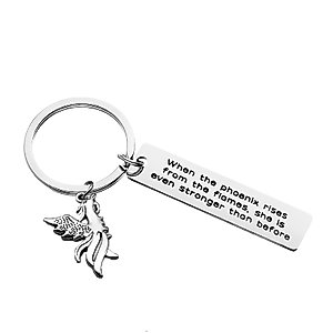 Inspirational Phoenix Keychain Gifts Encouragement Gifts Rising Phoenix Keyring Divorce Gift Recovery Gift Sobriety Jewelry Gift for Friends Stay Strong Gift Cancer Survivor Gift Birthday Gift