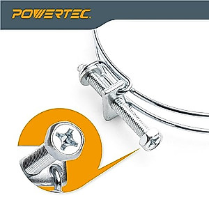 POWERTEC 70218 6 Inch Double Wire Hose Clamp with bolt, Adjustable Hose Clamps for Dust Collection Hose, Dust Collection System Accessories, Dryer Vent Hose & Leaf Vacuum Hose, 5 pk (Color May Vary)