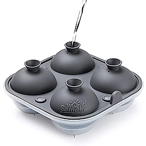 Samuelworld Large Silicone Premium Ice Trays, 2-Pack Combo, 2 Inches Big Cubes & 2.5 Inches Sphere Ice Molds - BPA Free, Craft Ice Maker for Gifting, Whiskey, Cocktails, Easy Release - Gray