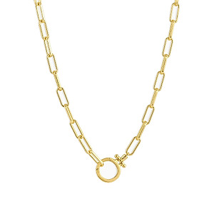 gorjana Women's Parker Necklace, 18k Gold Plated, Paperclip Link Chain w/Chunky Clasp