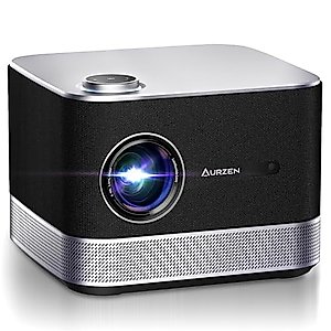 All-ln-One Projector 4K Supported, AURZEN BOOM 3 Smart Projector with WiFi and Bluetooth, 3D Stereo Sound & 36W Speakers, AI Auto Focus & Keystone, Netflix Official 500 ANSI Home Outdoor proyector