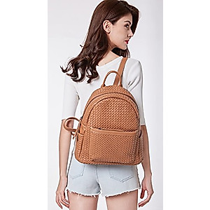 SHOMICO Woven Backpack for Women Trendy Daypacks Stylish Backpack Purse Women's Fashion Backpack for Travel Vacation (Large Brown Woven)