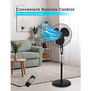 BLACK+DECKER BFSR18B 18 Inches Stand Fan with Remote, Black
