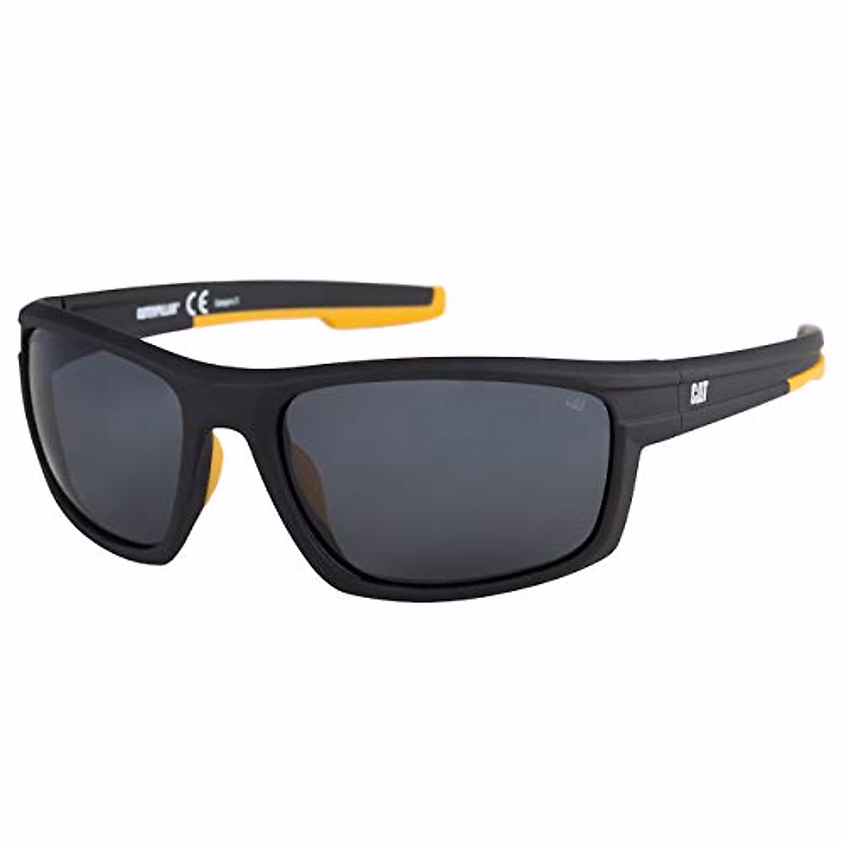 Caterpillar Men's Motor Polarized Sunglasses Rectangular, Rubberized Matte Black, 62 mm