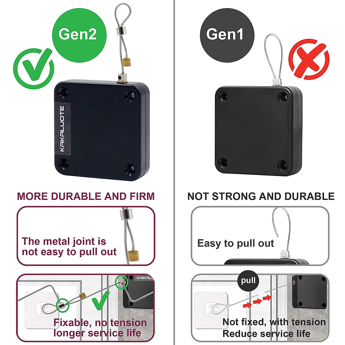 Punch-Free Automatic Sensor Door Closer, Multifunctional Automatic Door Closer, Residential Commercial Auto Door Closer with Drawstring, Closer Door for Internal, Home, Storm (4 Pack)