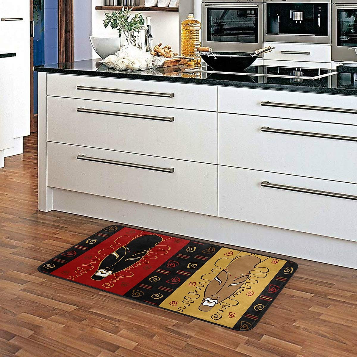 Kitchen Rug Mats 39X20 Inch African Mask Symbol Soft Doormat Bath Rugs Runner Non-Slip for Home Decor