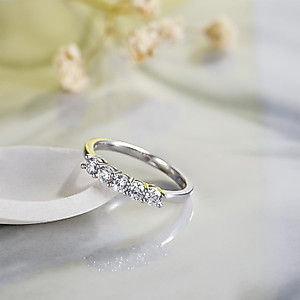 SHINYSO Wedding Band for Women Cubic Zirconia Stackable Engagement Rings Promise and Anniversary Ring Silver Size 6