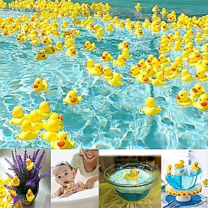 Sohapy 100Pcs Mini Yellow Rubber Ducks Baby Shower Rubber Ducks, Squeak Fun Baby Yellow Rubber Bath Toy Float Fun Decorations for Shower Birthday Party Favors Gift (100PCS Yellow Ducks)