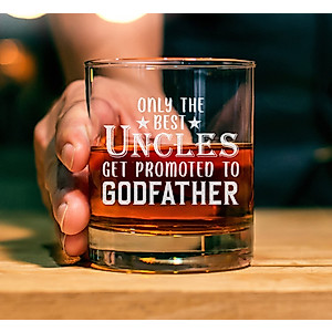 CARVELITA Only The Best Uncles Get Promoted To Godfather 11 oz Whiskey Glass, Special Godparent Gift, Communion Baptism Gift, Will you be my Godfather Gift - Best Gift For Godfather