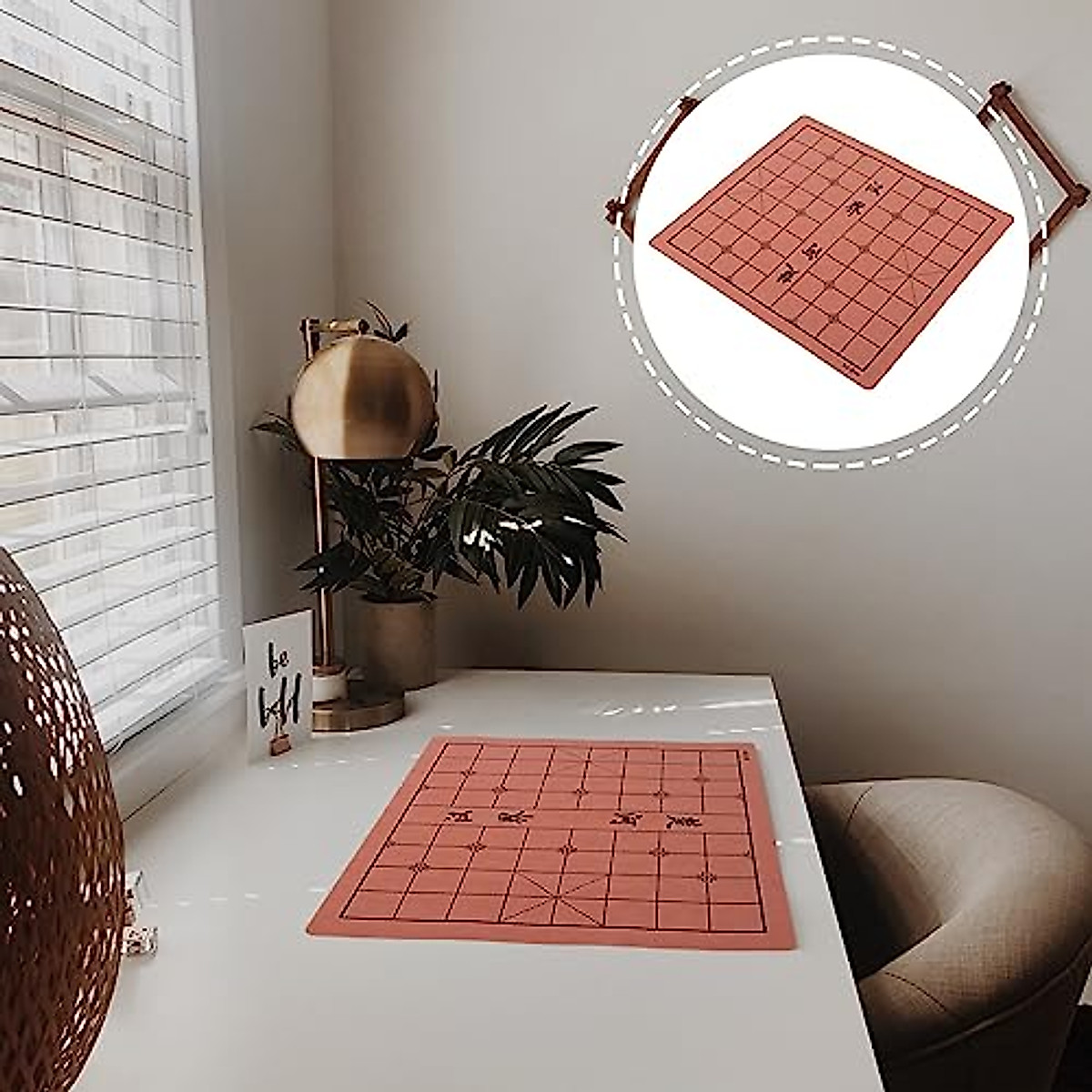 Chinese Chess Leather Chess Board Tournament Chess Mat Double-Sided Checkerboard Roll-up Tournament Chess for Portable Travel Beginner Chess Set Classic Accessories