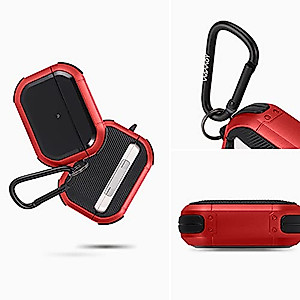 WAMOY Airpods Pro Case for Men Women,Shockproof Hard Shell Protective Case Cover with Keychain for Apple Airpods pro Charging Case (Red)
