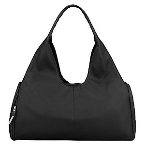 Forestfish Duffel Bag Gym Totes with Dry Wet Pocket & Shoes Compartment for Women and Men,Black