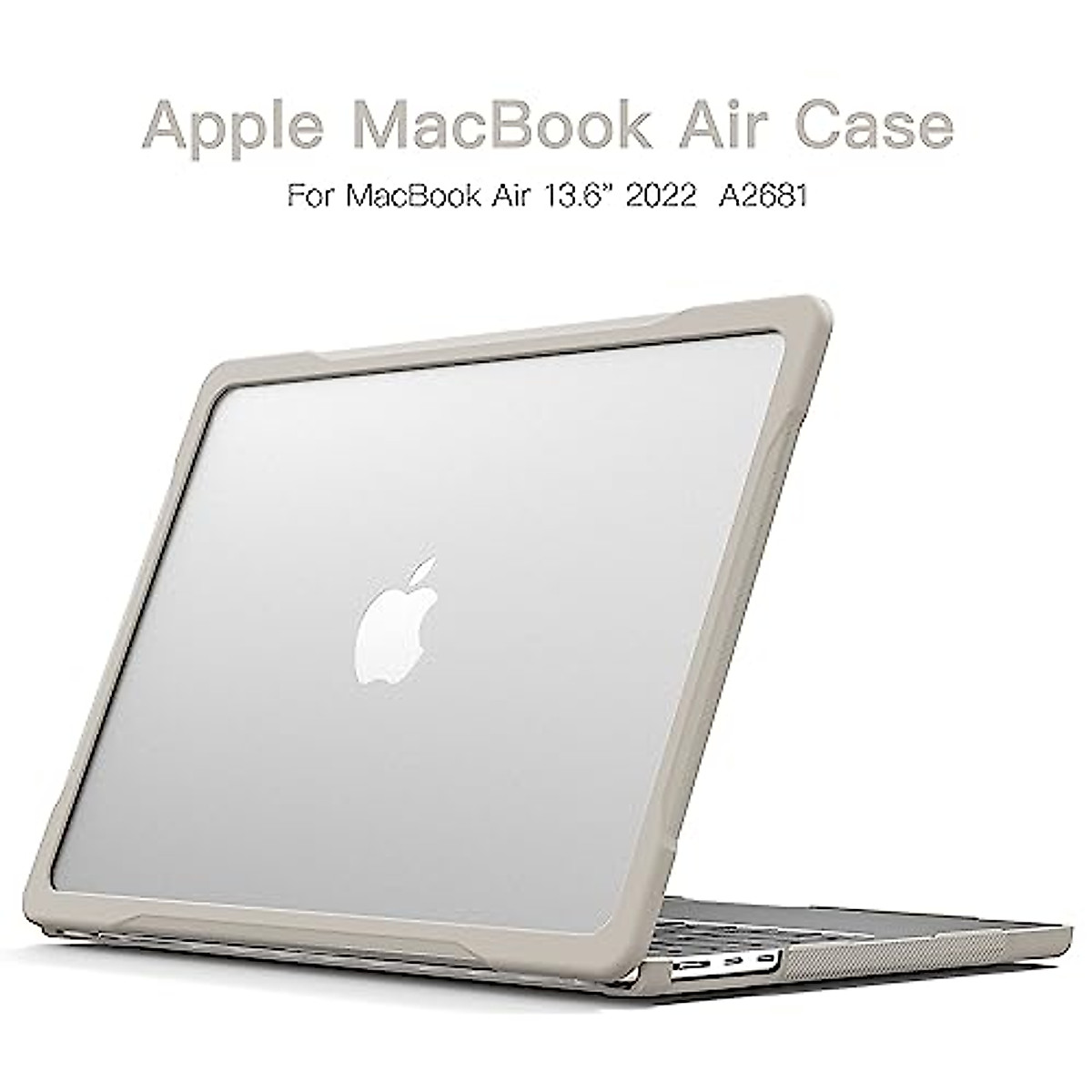Batianda Ultimate Protection Case for M3 MacBook Air 13.6 inch 2022 2023 2024 Model A2681/A3113 Matte Carbon Fiber Edges Shockproof Anti-Scratch and Anti-Fingerprint with Keyboard Cover, Rock Gray