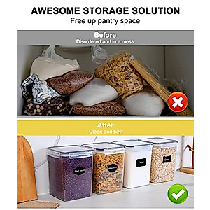 Pantry Organization and Storage Set 4 Pieces Kitchen Containers with Lids Large 5.2L Dry Food Storage Containers Airtight Bulk Plastic Flour Sugar Containers with Measuring Spoon,Labels