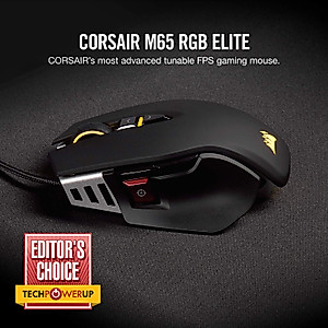CORSAIR M65 ELITE RGB - FPS Gaming Mouse - 18,000 DPI Optical Sensor - Adjustable DPI Sniper Button - Tunable Weights - Black (Renewed)