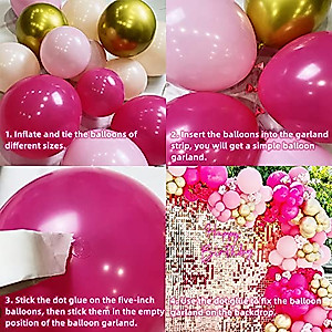 Pink Balloon Garland Arch Kit-122Pcs Hot Pink and Gold Balloons Different Sizes for Barbie Princess Themed Birthday Girl's Baby Shower Bridal Shower Wedding Valentine Party Decorations