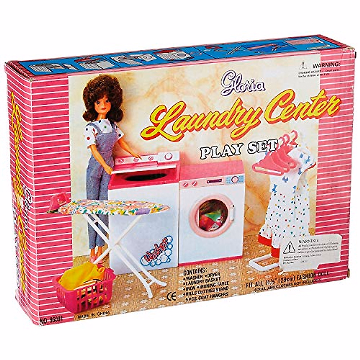 Ivory Gloria Dollhouse Furniture - Laundry Room with Iron & Ironing Table Playset