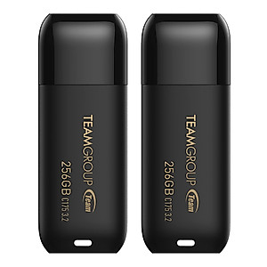 TEAMGROUP C175 256GB 2 Pack USB 3.2 Gen 1 (USB 3.1/3.0) Read 100MB/s Flash Thumb Drive, External Data Storage Memory Stick Compatible with Computer/Laptop Matte Black TC1753256GB22