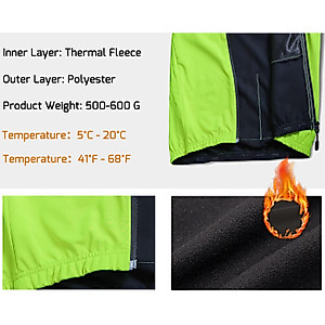 Wulibike Cycling Jackets for Men, Reflective Running Jacket Men Winter Cycling Clothing