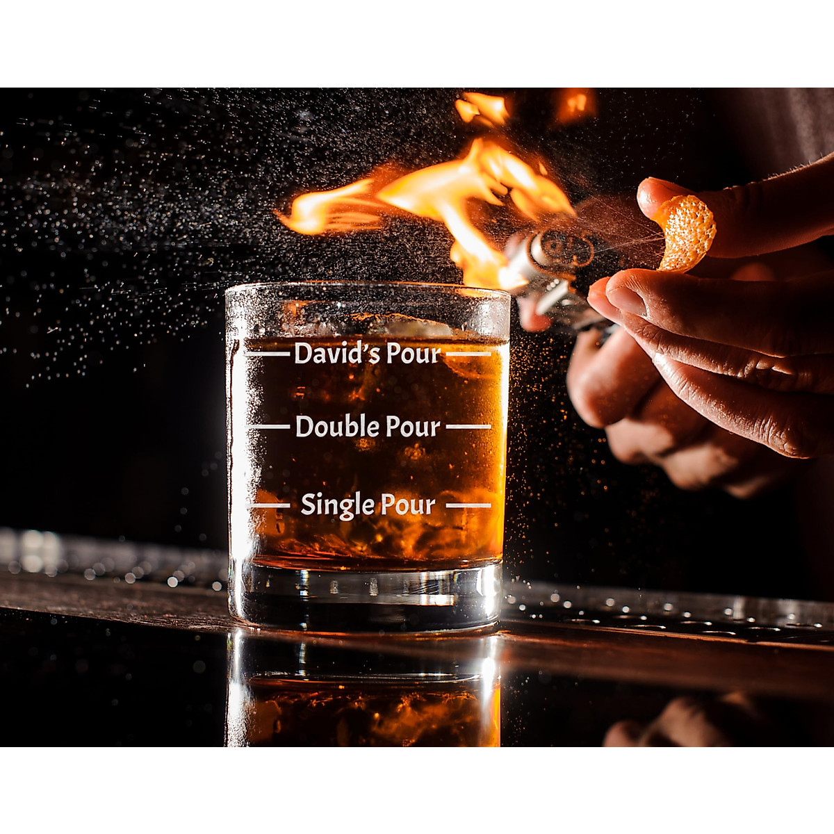 CARVELITA Personalized 11oz Whiskey Glass, Engraved Old Fashion Custom Rack Glass, Pour Line Gift Idea, Personalized For Him, Single Pour, Double Pour, For Christmas, Fathers Day, Birthday