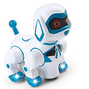 Vokodo Pet Robotic Dog Interactive Kids Toy Puppy Walks Barks Sits With Lights And Music Friendly Electronic Robot Companion Bump And Go Action Play Great Gift For Preschool Children Boy Girl Toddlers