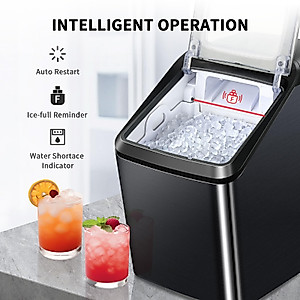 Nugget Pebble Ice Maker Countertop, 30lbs Per Day, Self-Cleaning & Auto/Manual Water Refill Pellet , Ice Machine with Ice Scoop and Removable Basket for Home/Office/Party