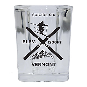 R and R Imports Suicide Six Vermont Ski Snowboard 2 Ounce Liquor Shot Glass Square Base