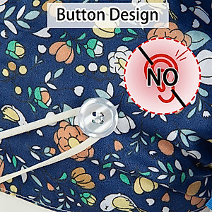 Scrub Caps Women Bouffant Scrub Hats Caps Nurses, Adjustable Working Cap Ponytail Pouch Tie Back Hats